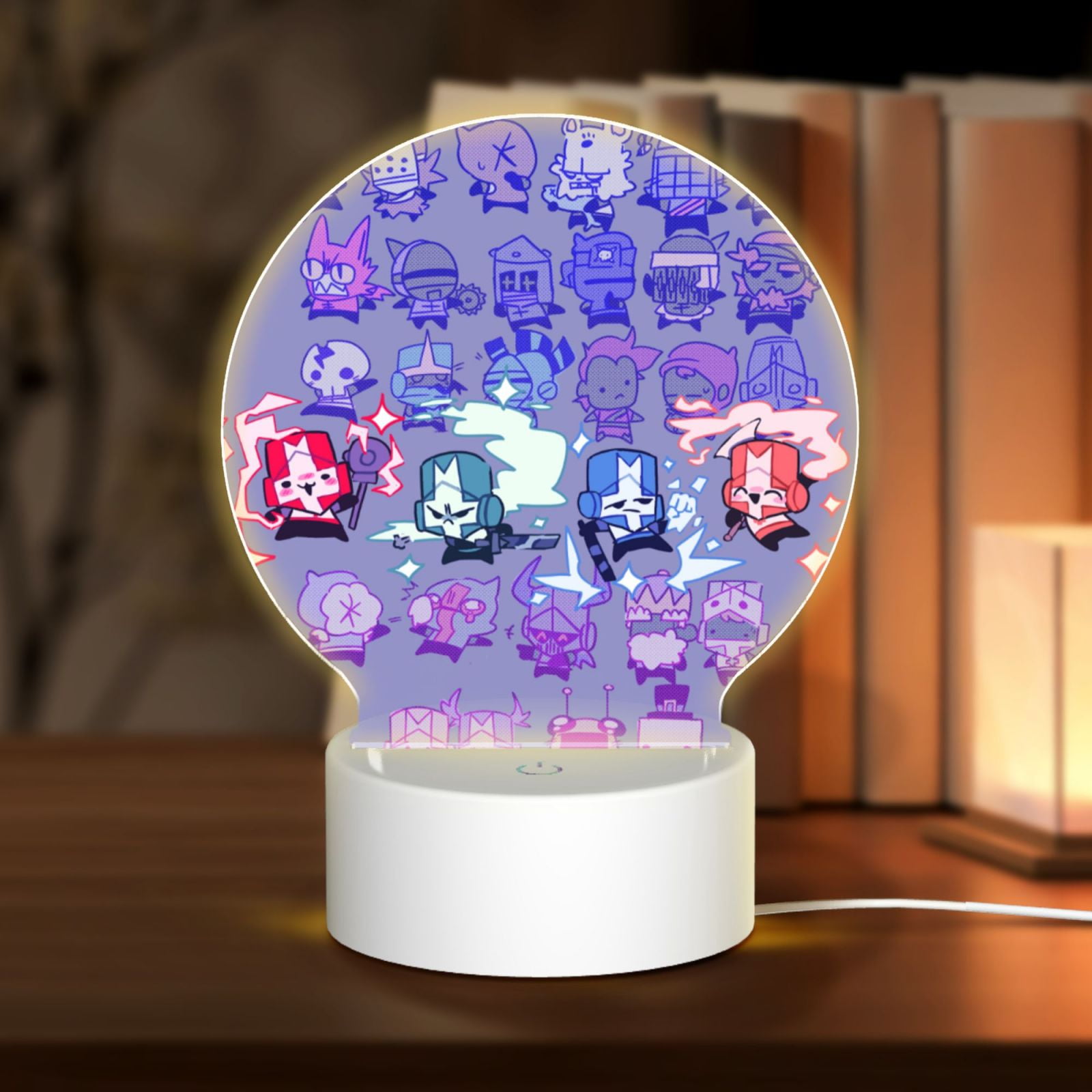 Castle Crashers Round Acrylic Night Light Decoration USB Cable LED Lamp ...