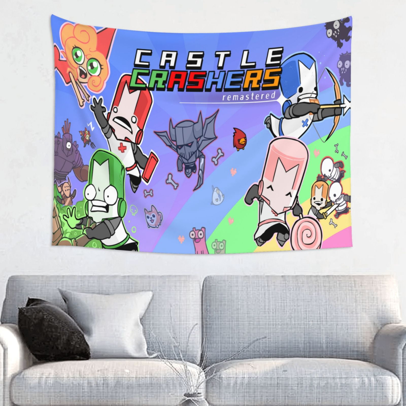 Castle Crashers Wall Tapestry Anime Poster For Bedroom Aesthetics Funny ...