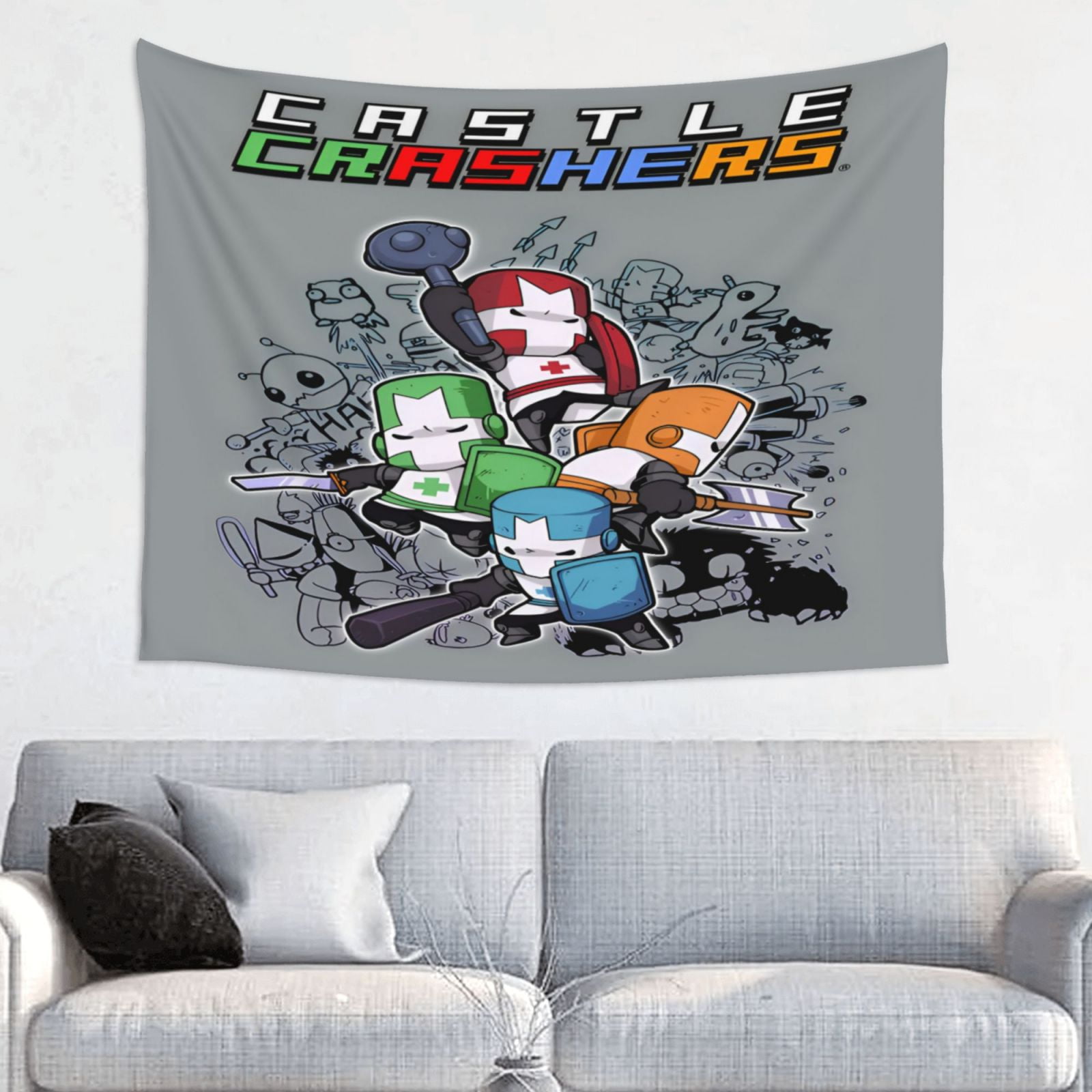 Castle Crashers Wall Tapestry Anime Poster For Bedroom Aesthetics Funny ...