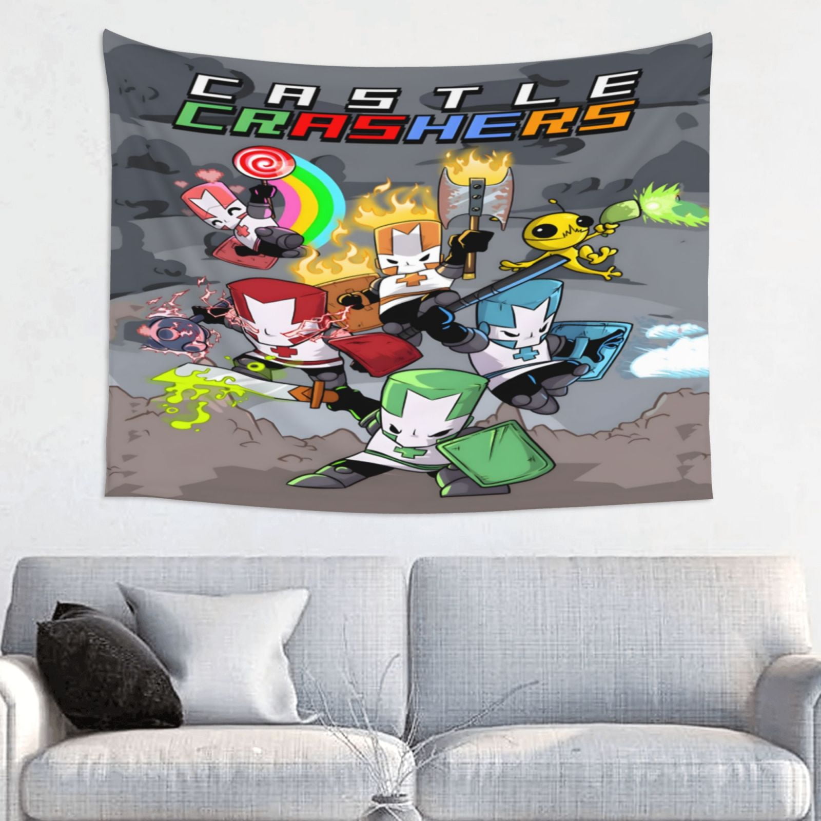 Castle Crashers Wall Tapestry Anime Poster For Bedroom Aesthetics Funny ...
