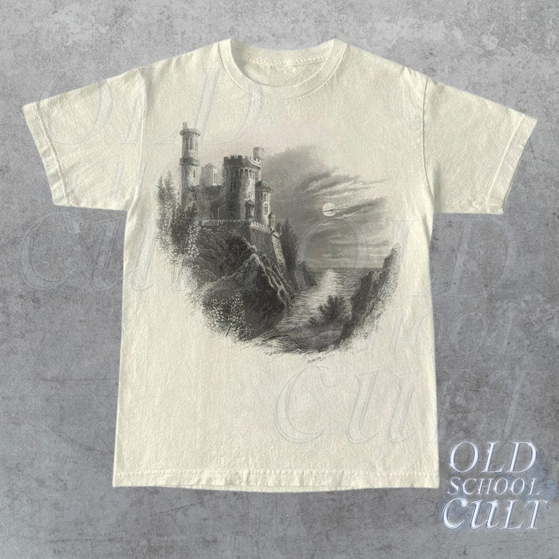 Castle Dark Art Retro Graphic T Shirt, Vintage 90s Gothic Tee ...