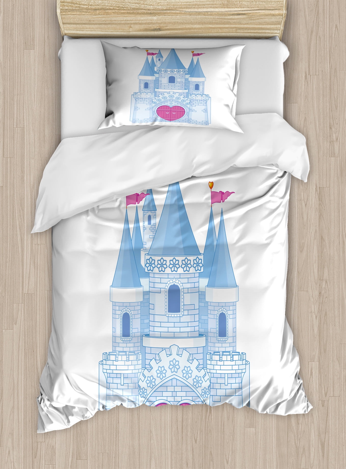 Castle Duvet Cover Set, Fantasy Romantic Tale Land Cartoon Castle ...