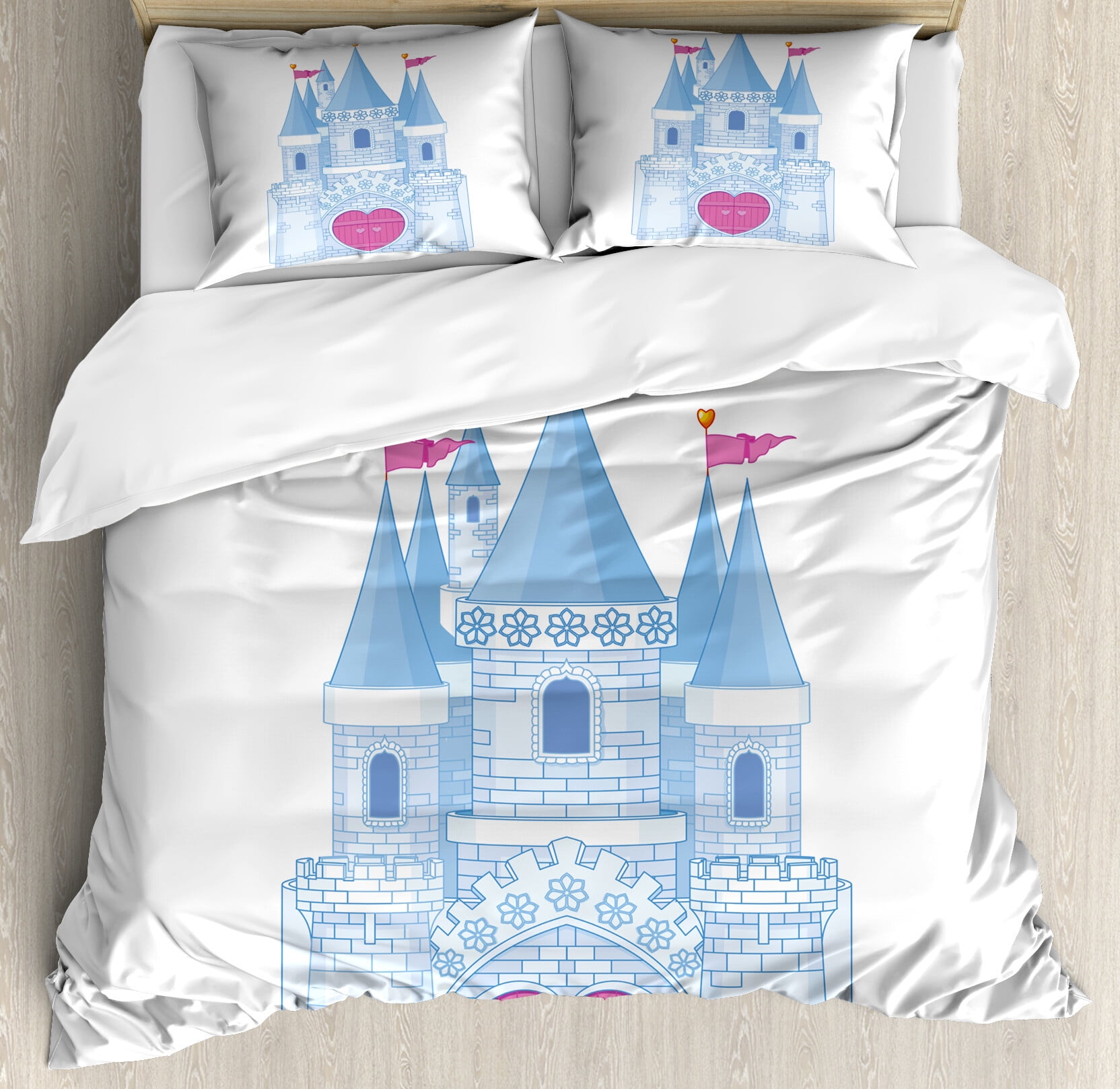 Castle Duvet Cover Set, Fantasy Romantic Tale Land Cartoon Castle ...