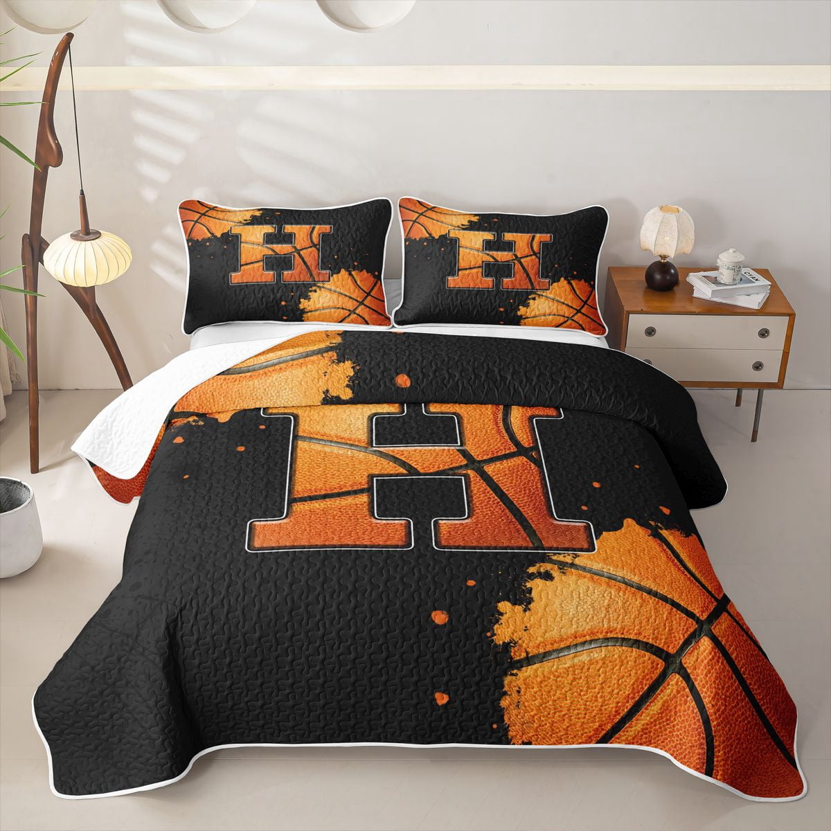 Castle Fairy Abstract Basketball Print Quilt Full,Sport Theme Letter ...