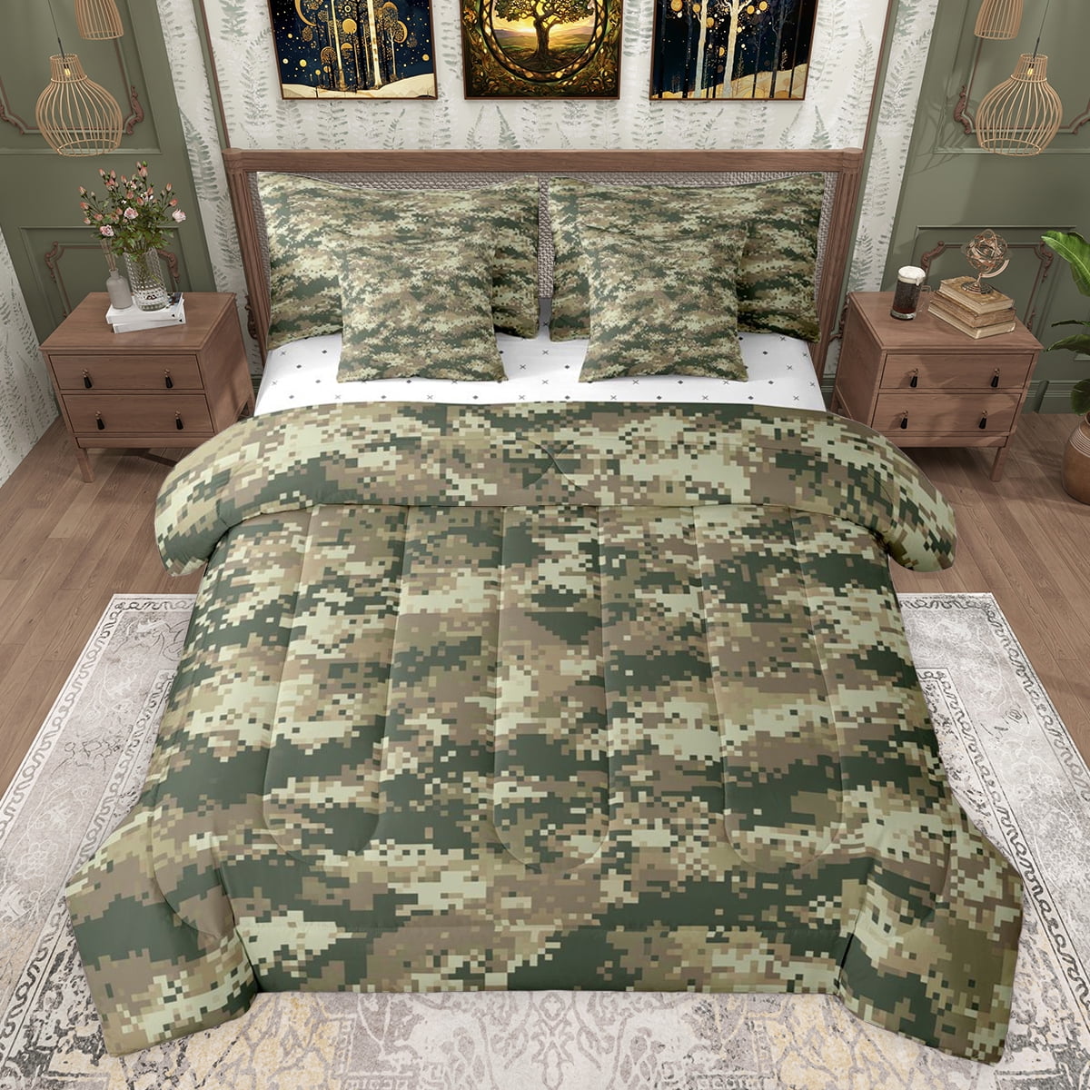 Castle Fairy Abstract Camouflage Bedding Comforter Set 7 Pieces for ...