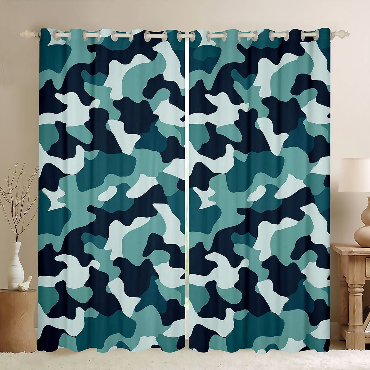 Castle Fairy Abstract Camouflage Black Out Curtains for Boys Girls ...