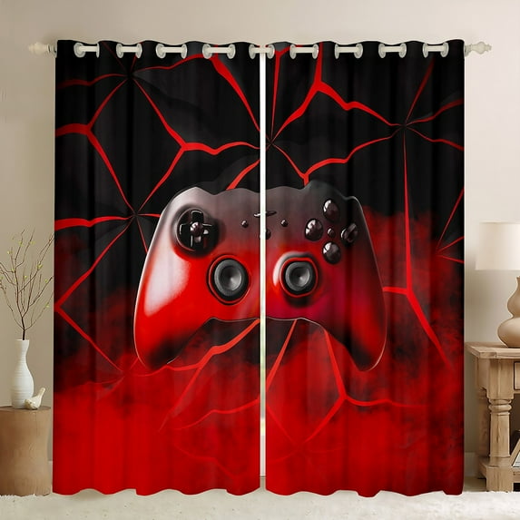 Castle Fairy Abstract Game Controller Boy Girl Black Out Curtains ...