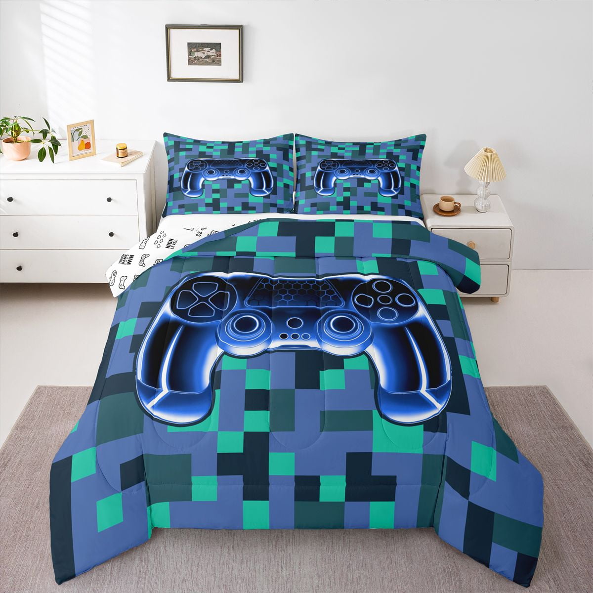 Castle Fairy Abstract Hexagon Gamer Twin Comforter Sets Female Men ...