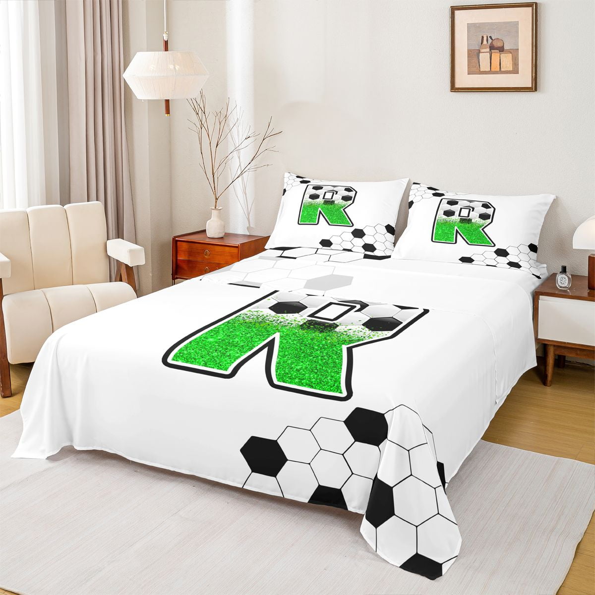 Castle Fairy Abstract Soccer Personalized Initial R Twin Sheet Sets ...