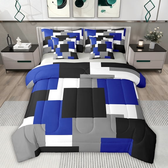 Castle Fairy Abstract Square Bedding Comforter Set,Black Grey Blue Full ...
