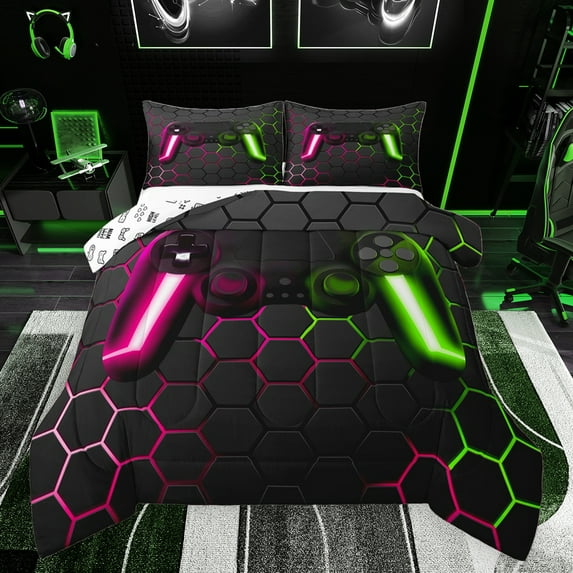 Castle Fairy Abstract Video Game 3 Pieces Queen Comforter Set for Kids ...