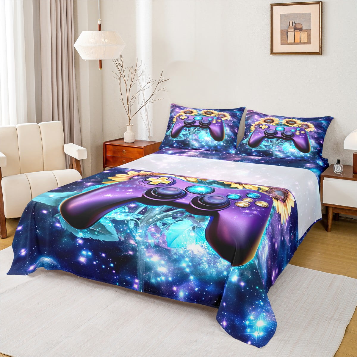 Castle Fairy Abstract Video Game Twin Sheet Sets,Bling Cosmos Galaxy ...