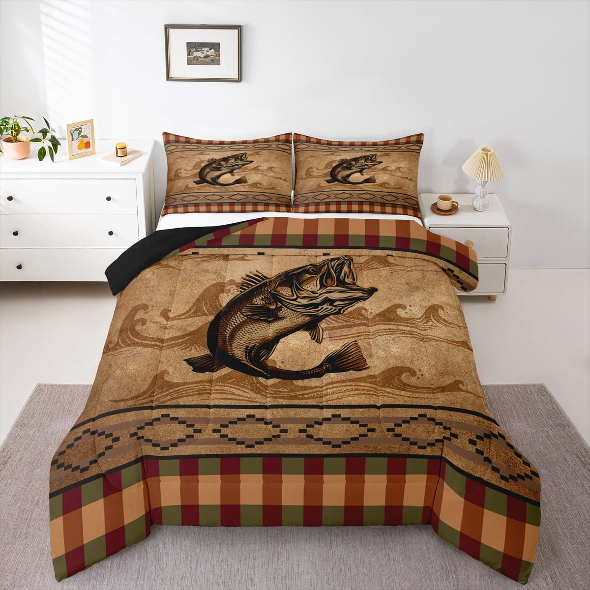 Castle Fairy Adults Big Bass Fish Twin Comforter Sets,Fishing And ...