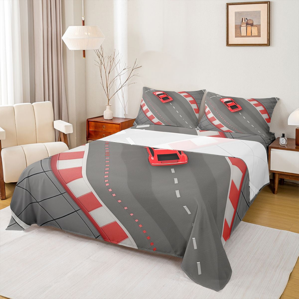 Castle Fairy Adults Boys Girls Sport Racing Car 4pcs Bed Sheets,Grey ...