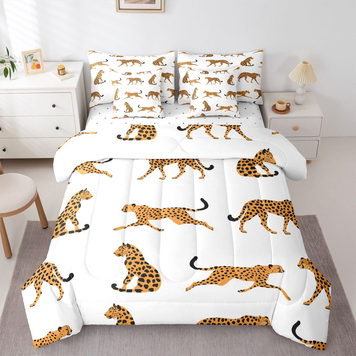 Castle Fairy Adults Cheetah Wildlife Bedding Comforter Set,Animal Full ...
