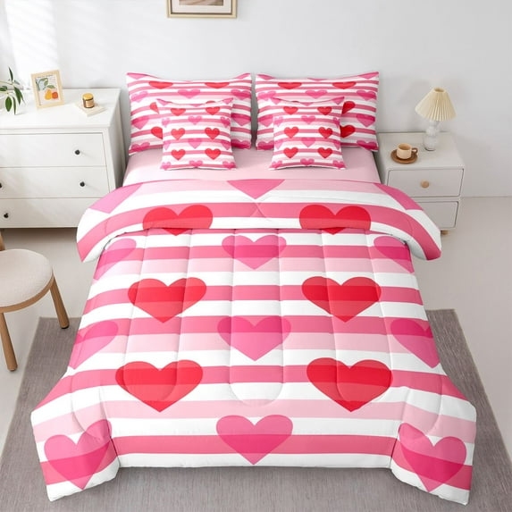 Castle Fairy Adults Cute Love Heart Bedding Comforter Set,Pink Red ...