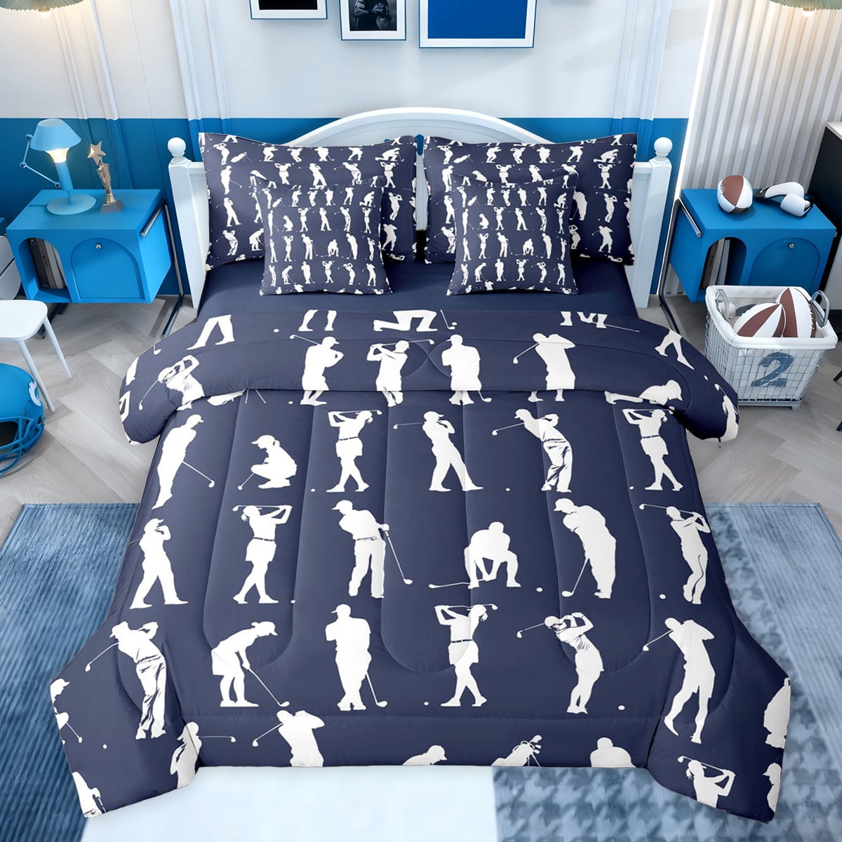 Castle Fairy Adults Female Men Golf Print Bedding Comforter Set 7-Piece ...