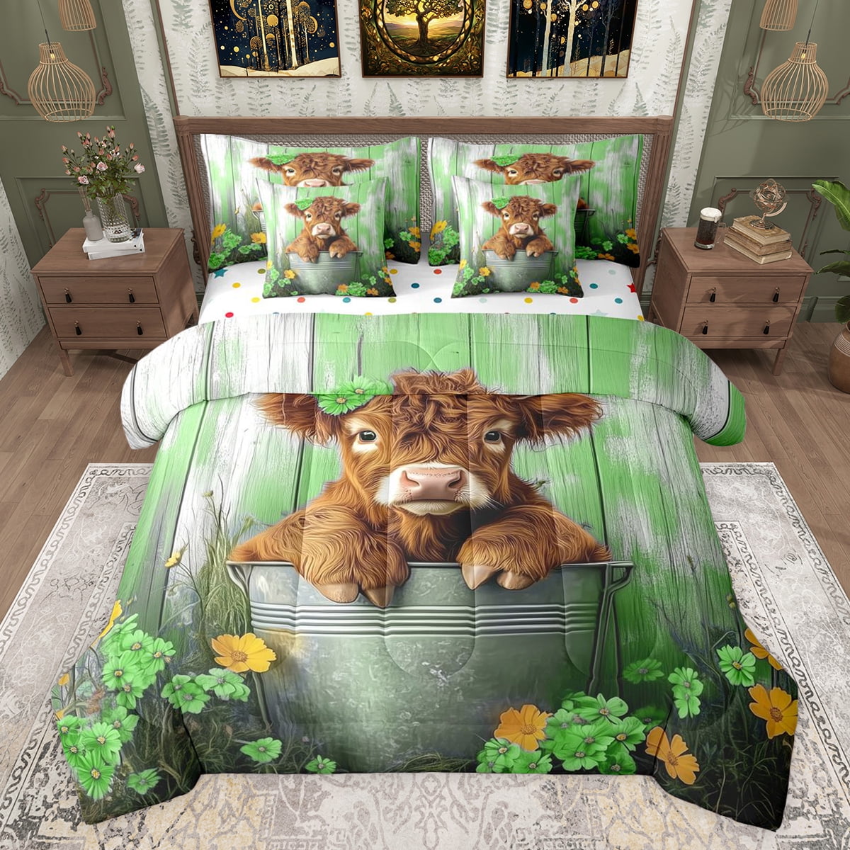 Castle Fairy Adults Female Men Highland Bull Bedding Comforter Set 7 ...