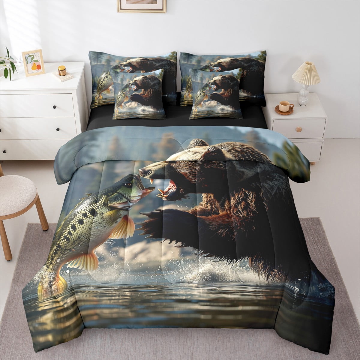 Castle Fairy Adults Female Men Safari Bear Big Bass Fish Bedding ...