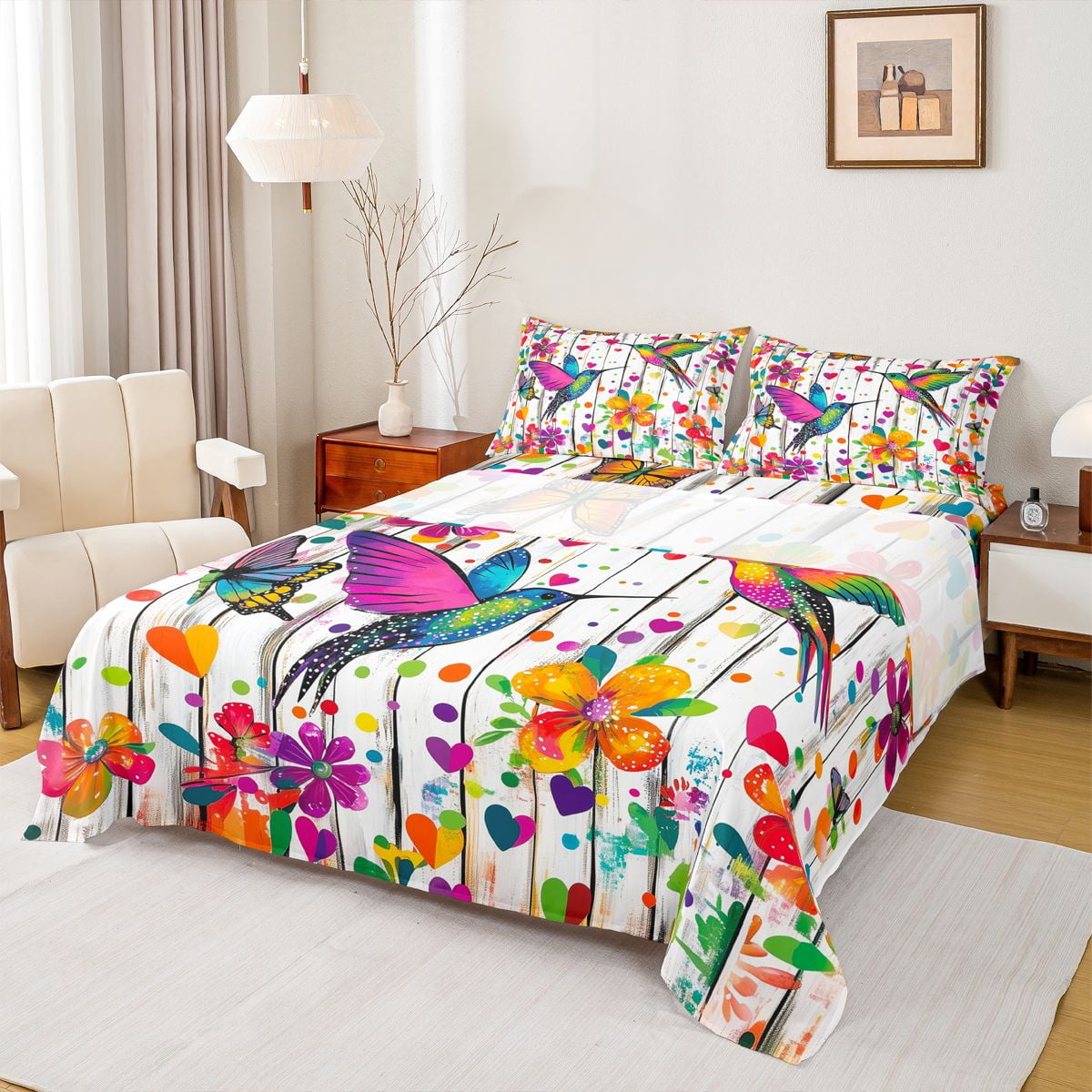 Castle Fairy Adults Gradient Hummingbird Twin Sheet Sets,Colorful ...