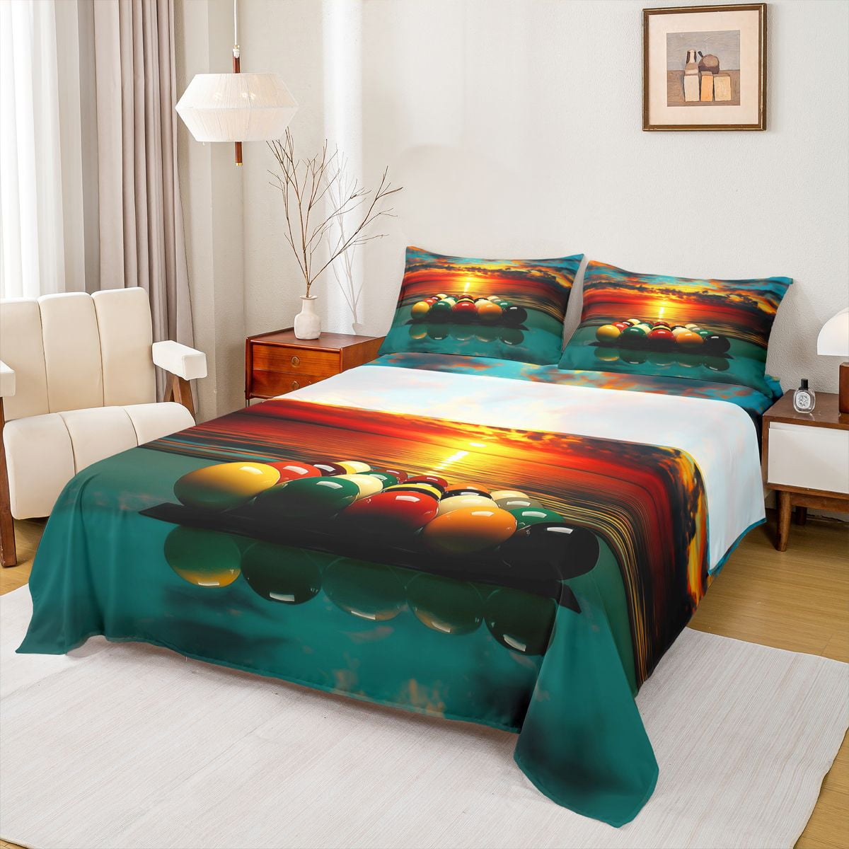 Castle Fairy Adults Snooker Billiards Bed Sheets,Ocean Sunset King ...