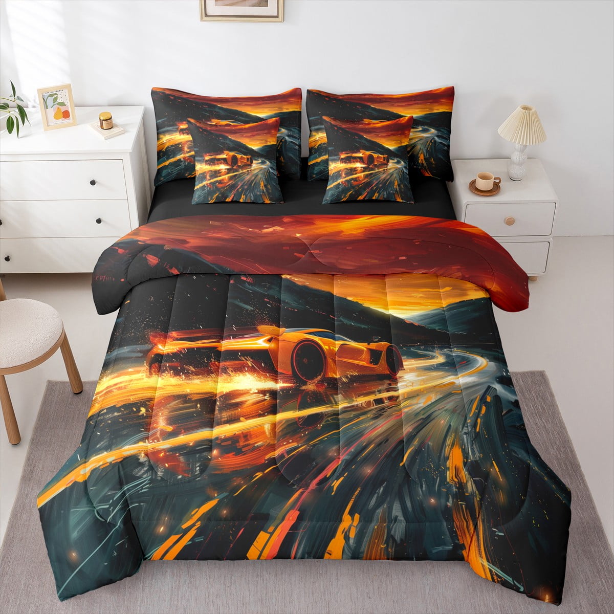 Castle Fairy Adults Sport Car Bedding Comforter Set,Car Theme Full ...