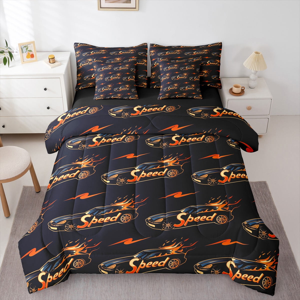 Castle Fairy Adults Sport Car Bedding Comforter Set,Car Theme Full ...