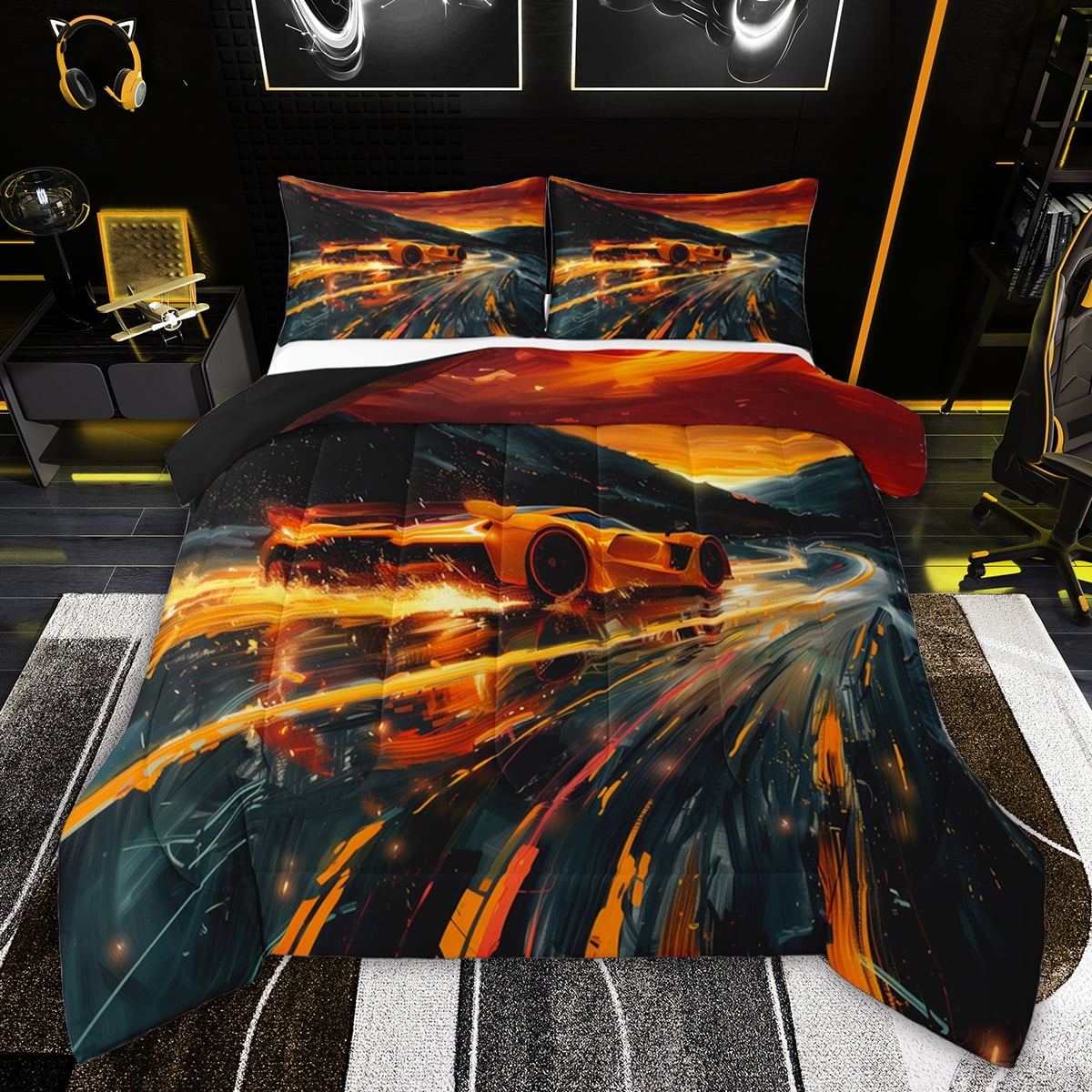 Castle Fairy Adults Sport Car Twin Comforter Sets,CarBedding Set,Speed ...
