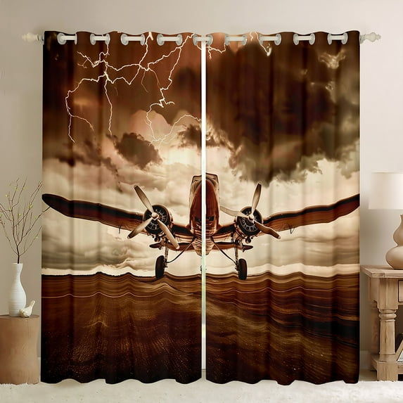 Castle Fairy Aircraft Blackout Curtains Set of 2 (52x84 Each),Airplane ...