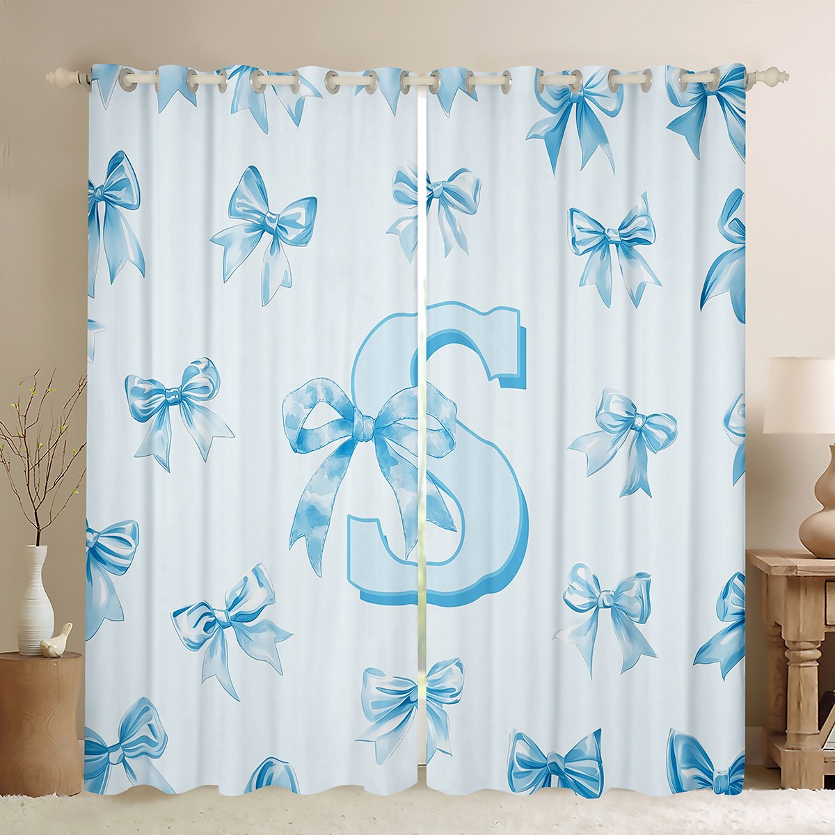 Castle Fairy Alphabet Bowknot Blackout Curtains Set of 2 (52x84 Each ...