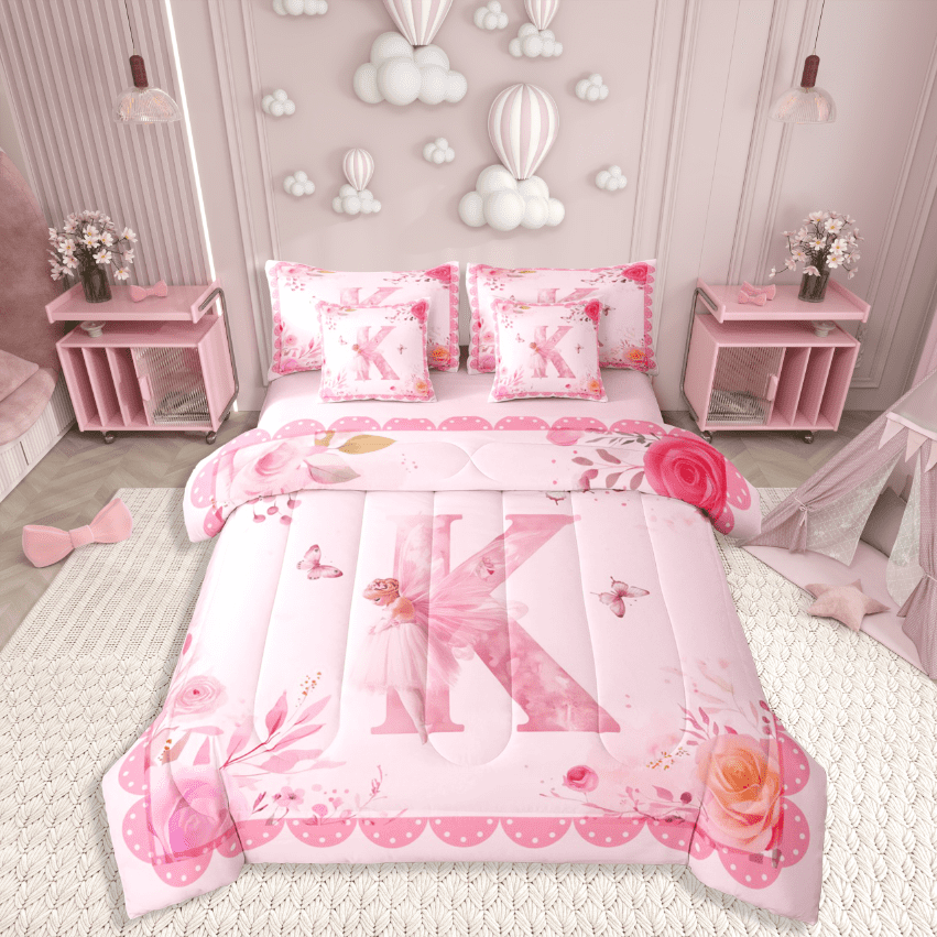 Castle Fairy Alphabet Rose 7 Pieces Bedding Comforter Set,Flower ...