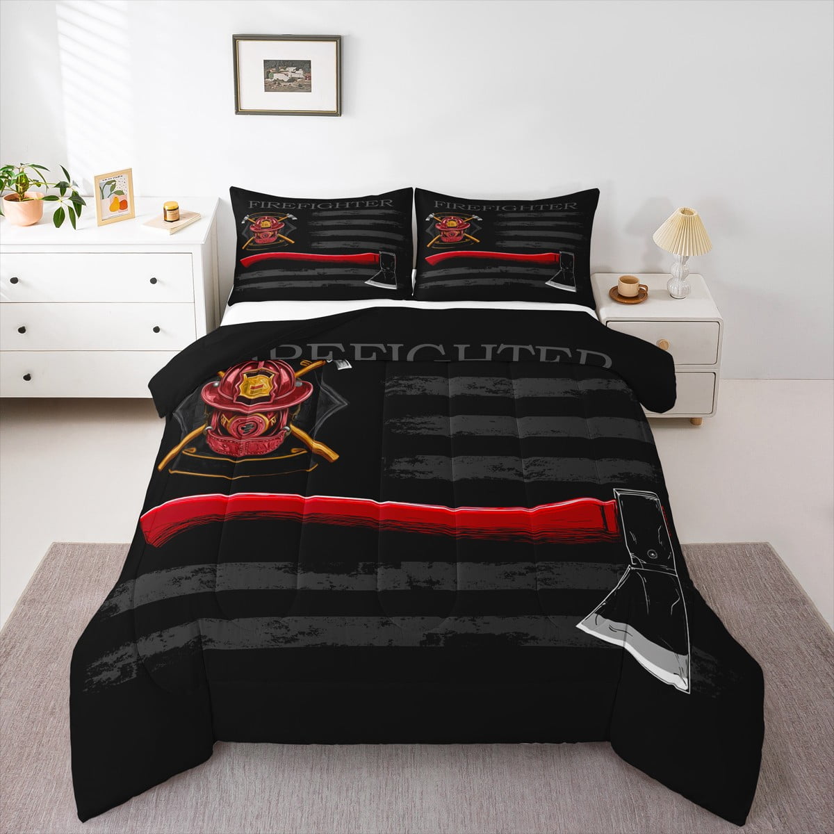 Castle Fairy American Flag 3pcs King Size Comforter Sets,Firefighter ...