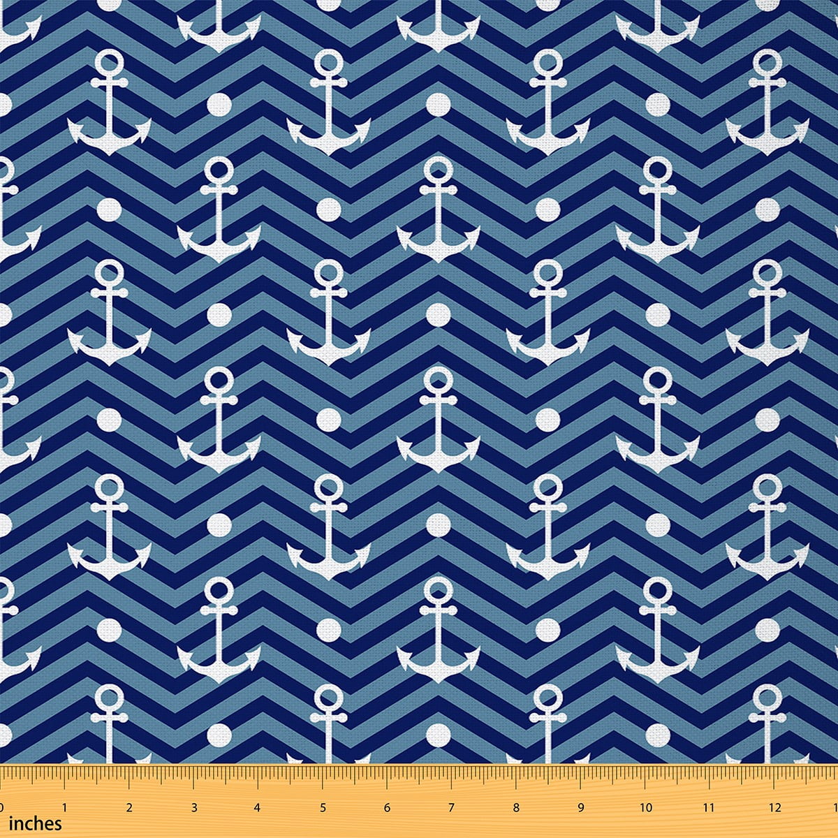 Castle Fairy Anchor Print Fabric by the Yard 2 Yards, Blue Geometric ...