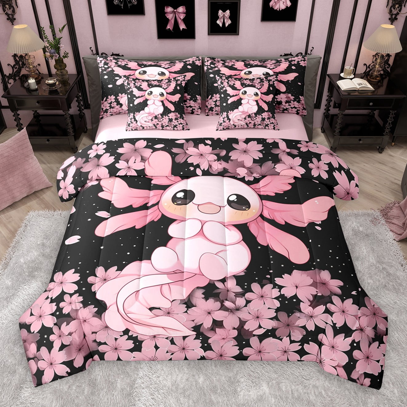 Castle Fairy Animal Axolotl Salamander 7-Piece Bedding Comforter Set ...
