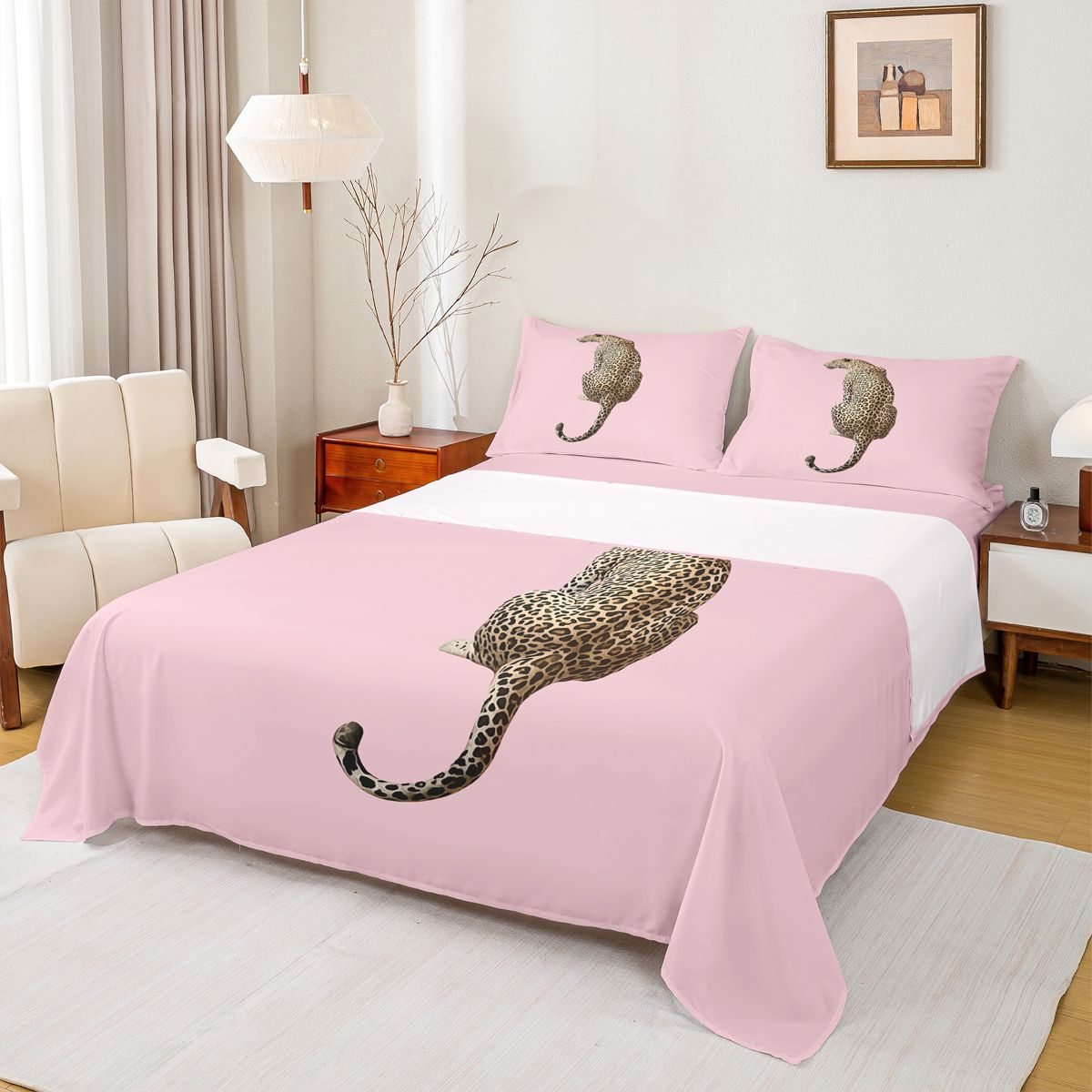 Castle Fairy Animal Cheetah 4pcs Bed Sheets for Boys Girls,Woodland ...