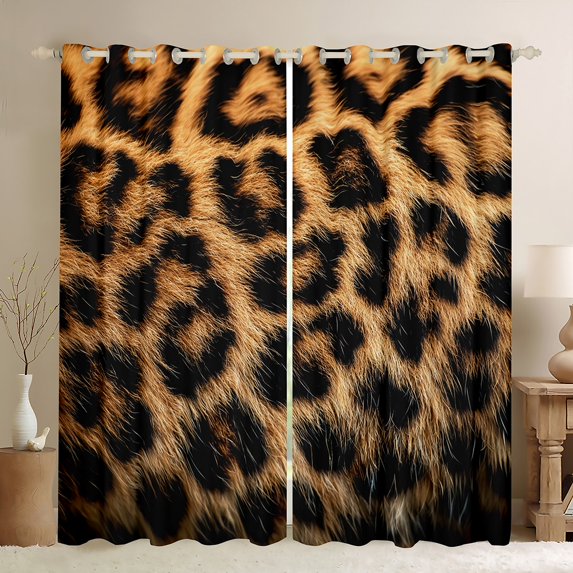 Castle Fairy Animal Cheetah Print Blackout Curtains Set of 2 (52x84 ...