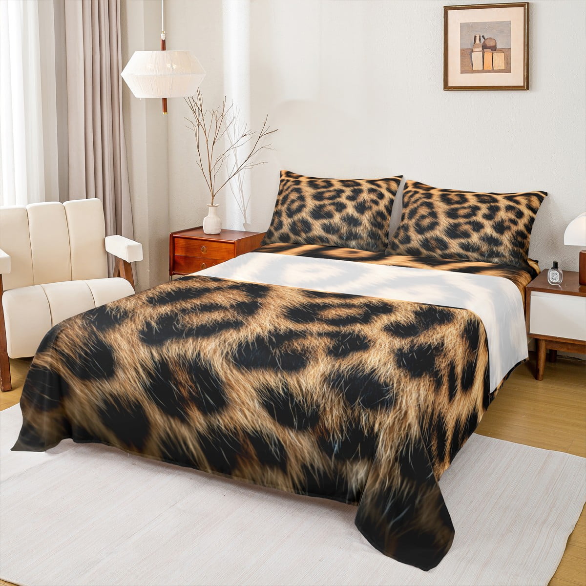 Castle Fairy Animal Cheetah Print Full Size Sheets 4-Piece for Female ...
