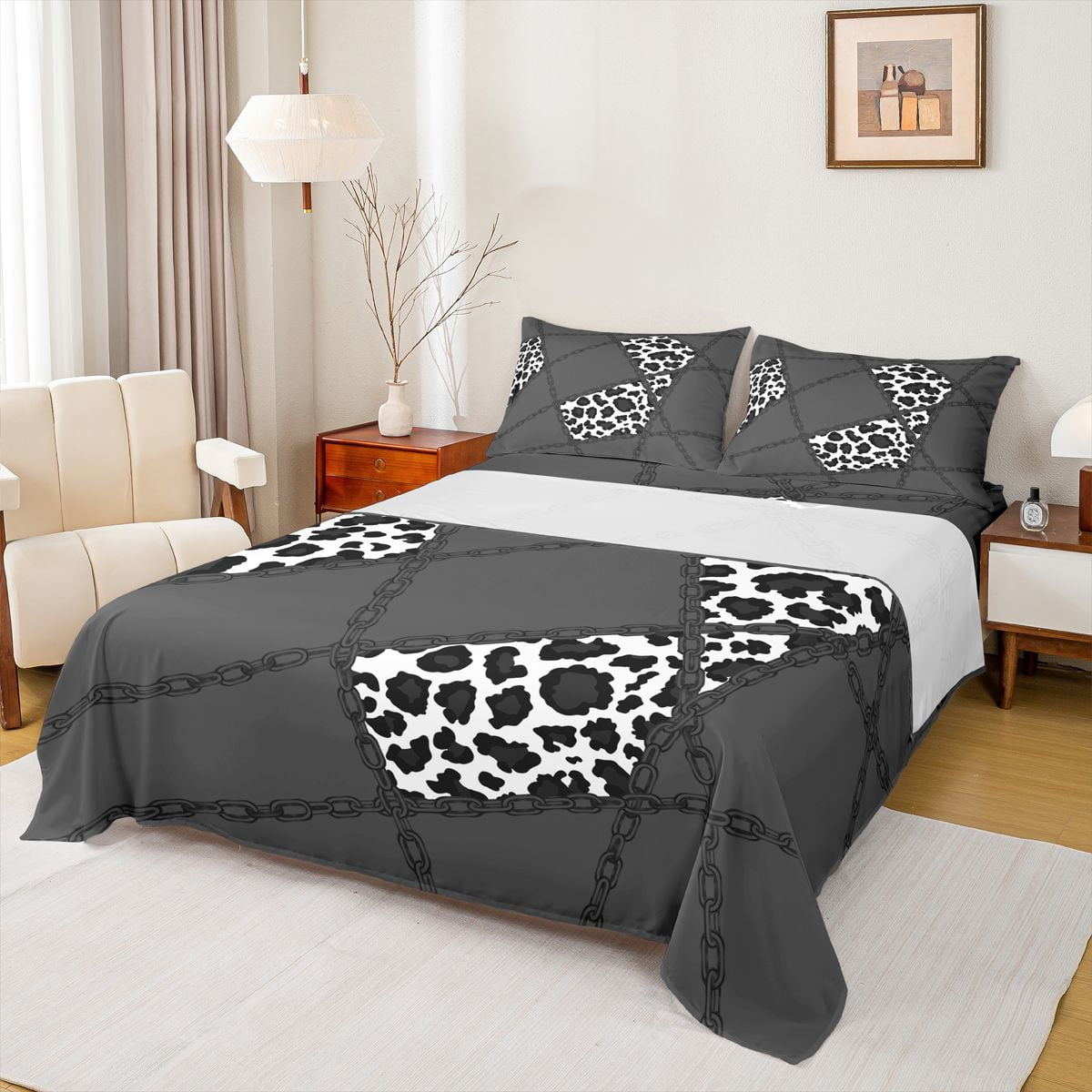 Castle Fairy Animal Cheetah Print Full Size Sheets 4-Piece for Kids ...