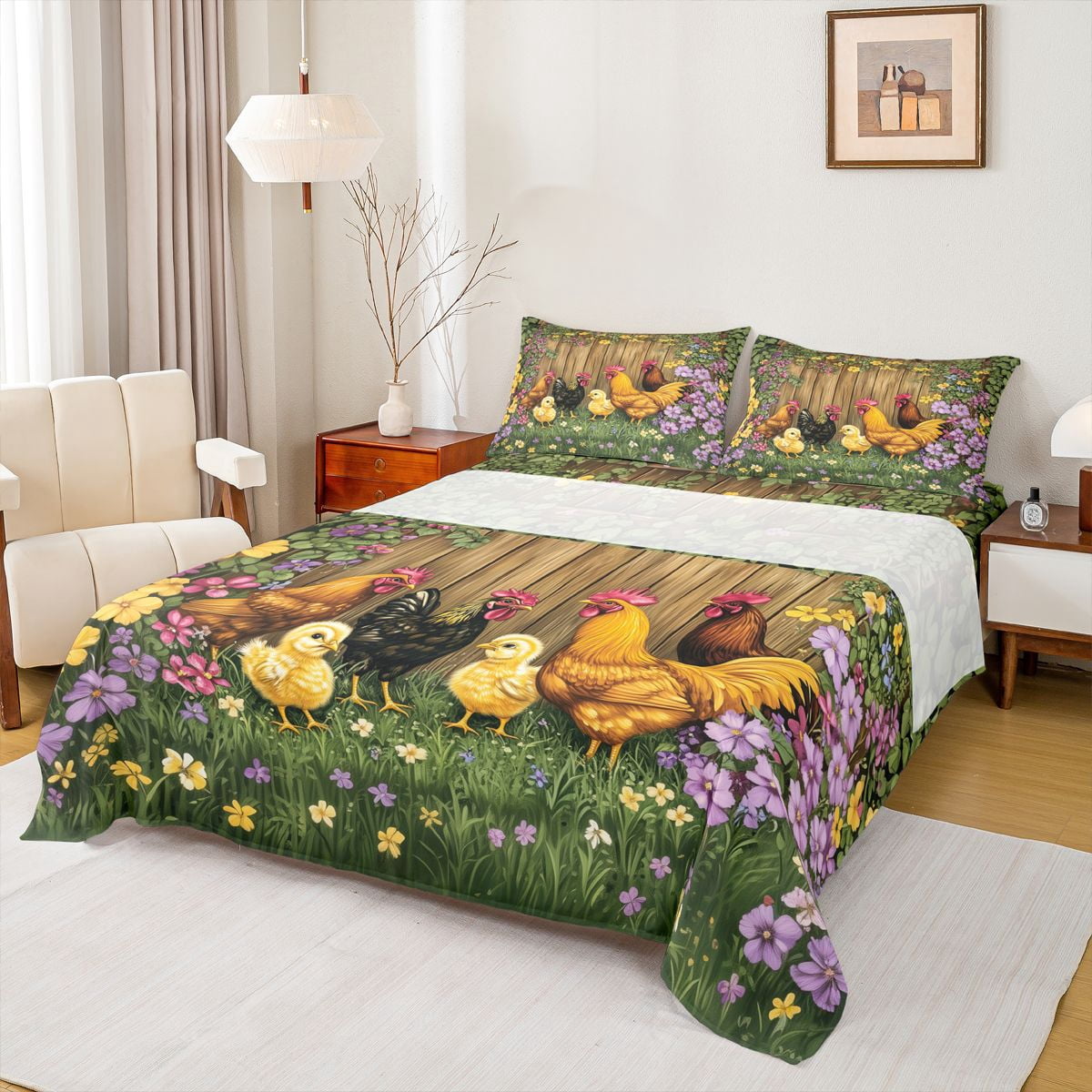Castle Fairy Animal Chicken Rooster 4pcs Bed Sheets for Kids Teens ...