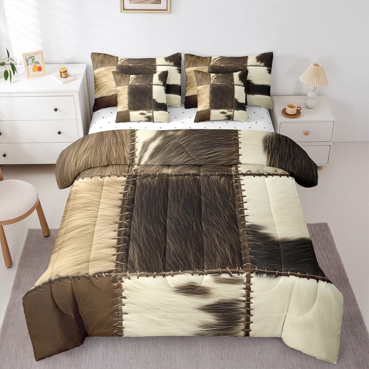 Castle Fairy Animal Cow Print Twin Bedding Sets 7-Piece for Female Men ...