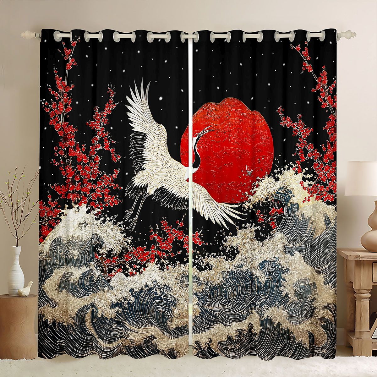 Castle Fairy Animal Crane Curtains Pack of 2 (42x84 Each),Ocena Waves ...