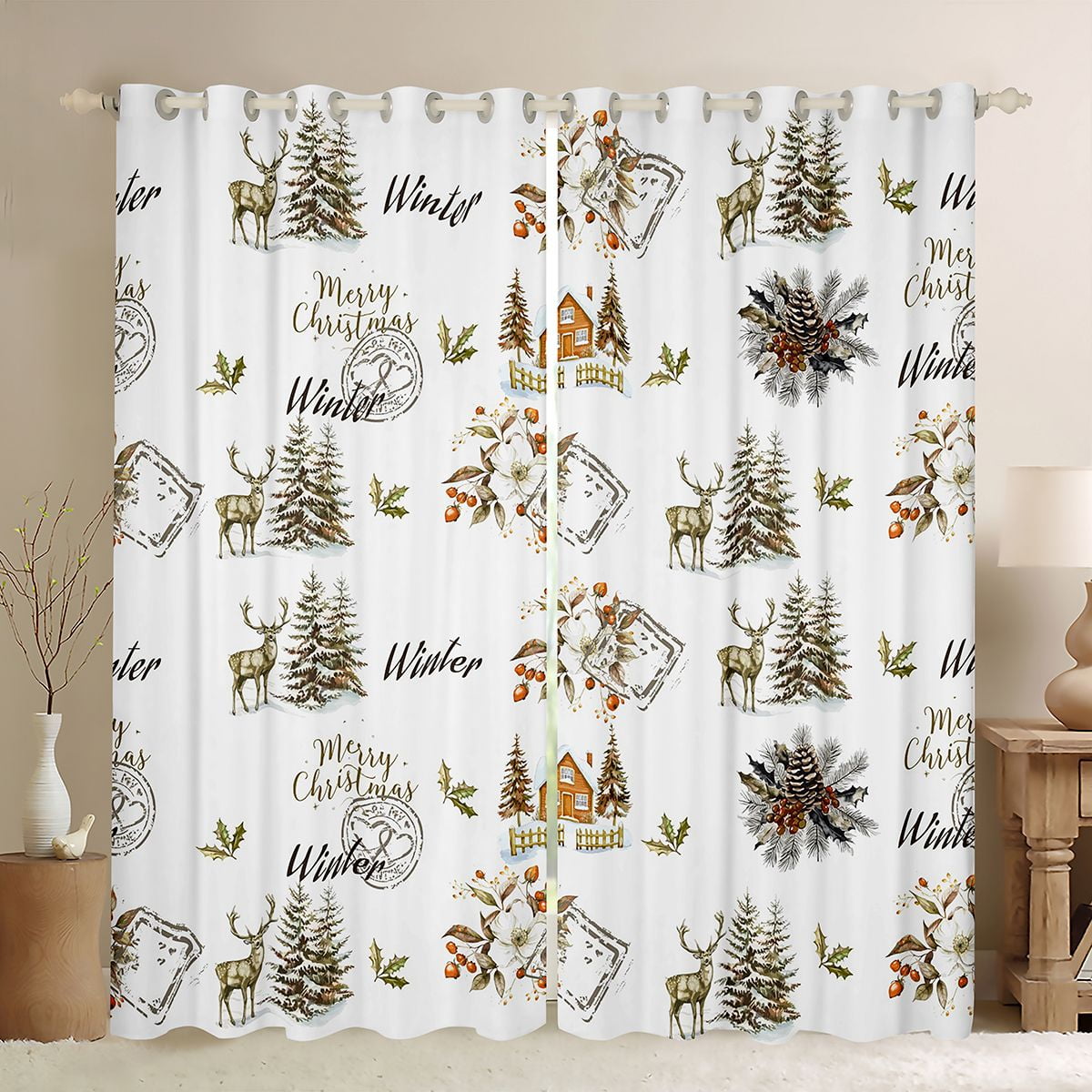 Castle Fairy Animal Deer Blackout Curtains Set of 2 (52x84 Each) for ...