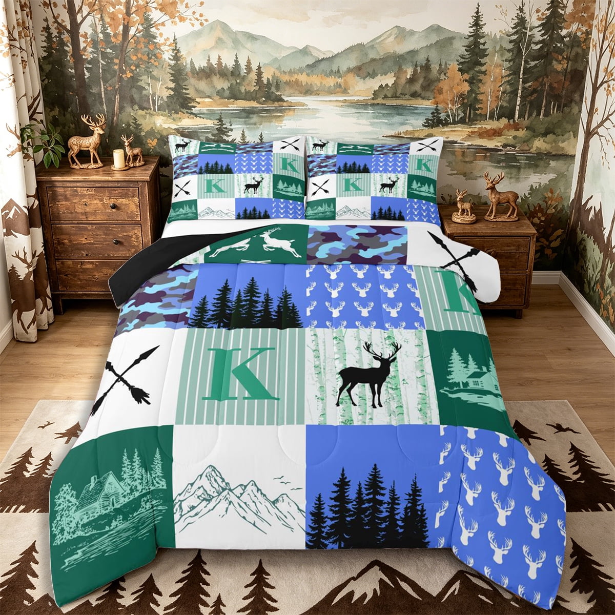 Castle Fairy Animal Deer K Initial King Size Comforter Sets 3pcs ...