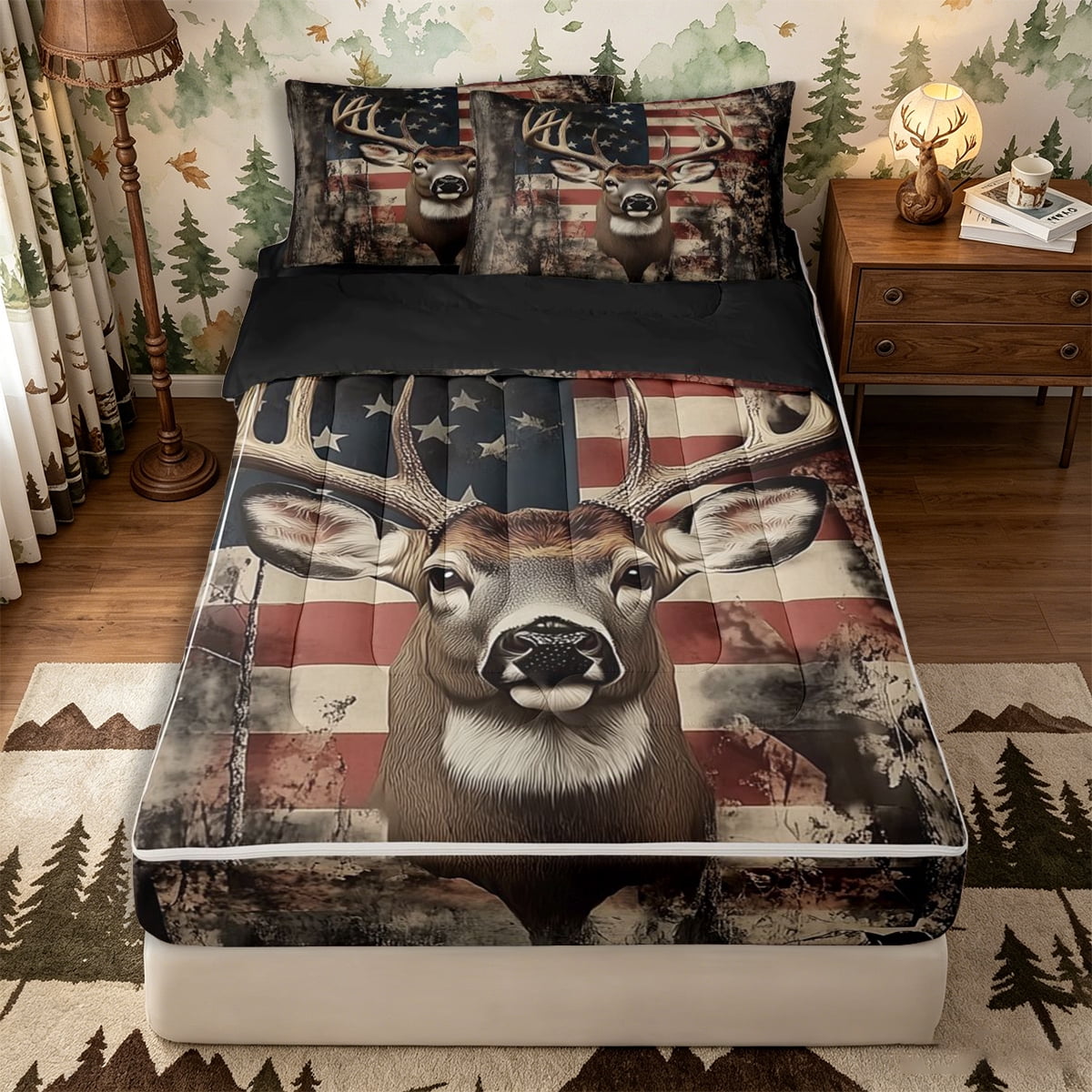 Castle Fairy Animal Deer Zipper Queen Comforter Set with Fitted Sheet ...