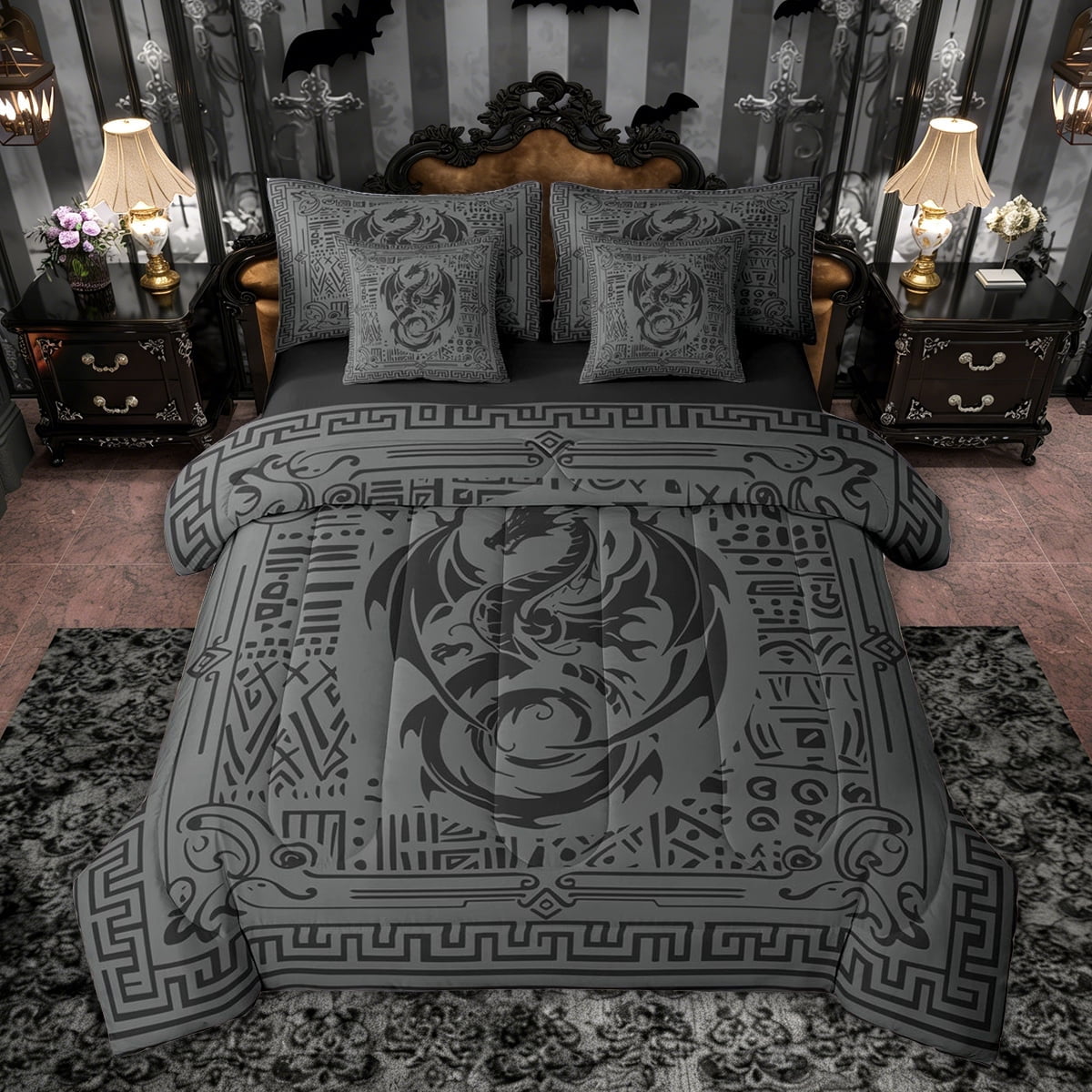 Castle Fairy Animal Dragon Twin Bedding Sets,Abstract Hippie Bedding ...
