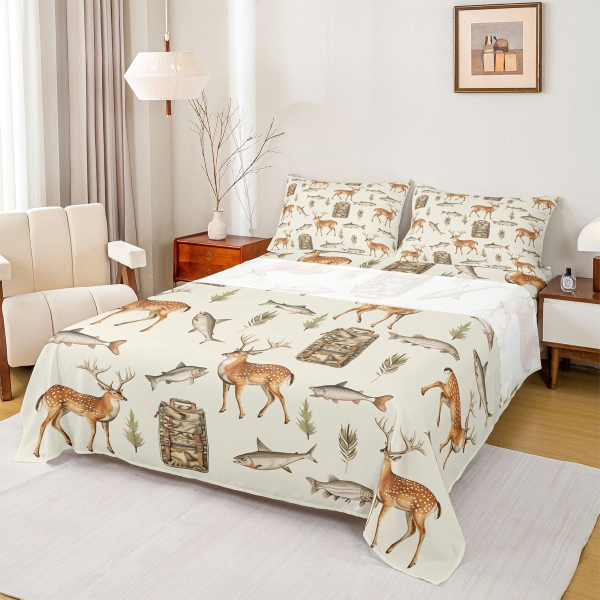 Castle Fairy Animal Fish Deer Twin Sheet Sets,Fishing And Hunting ...