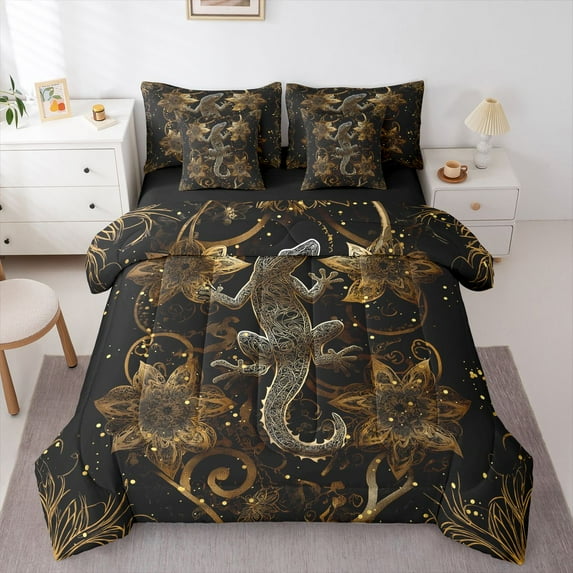 Castle Fairy Animal Gecko Bedding Comforter Set,Bohemian Chic Flower ...