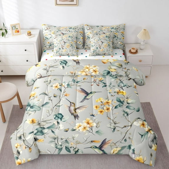 Castle Fairy Animal Hummingbird Bedding Comforter Set,Chic Flowers ...
