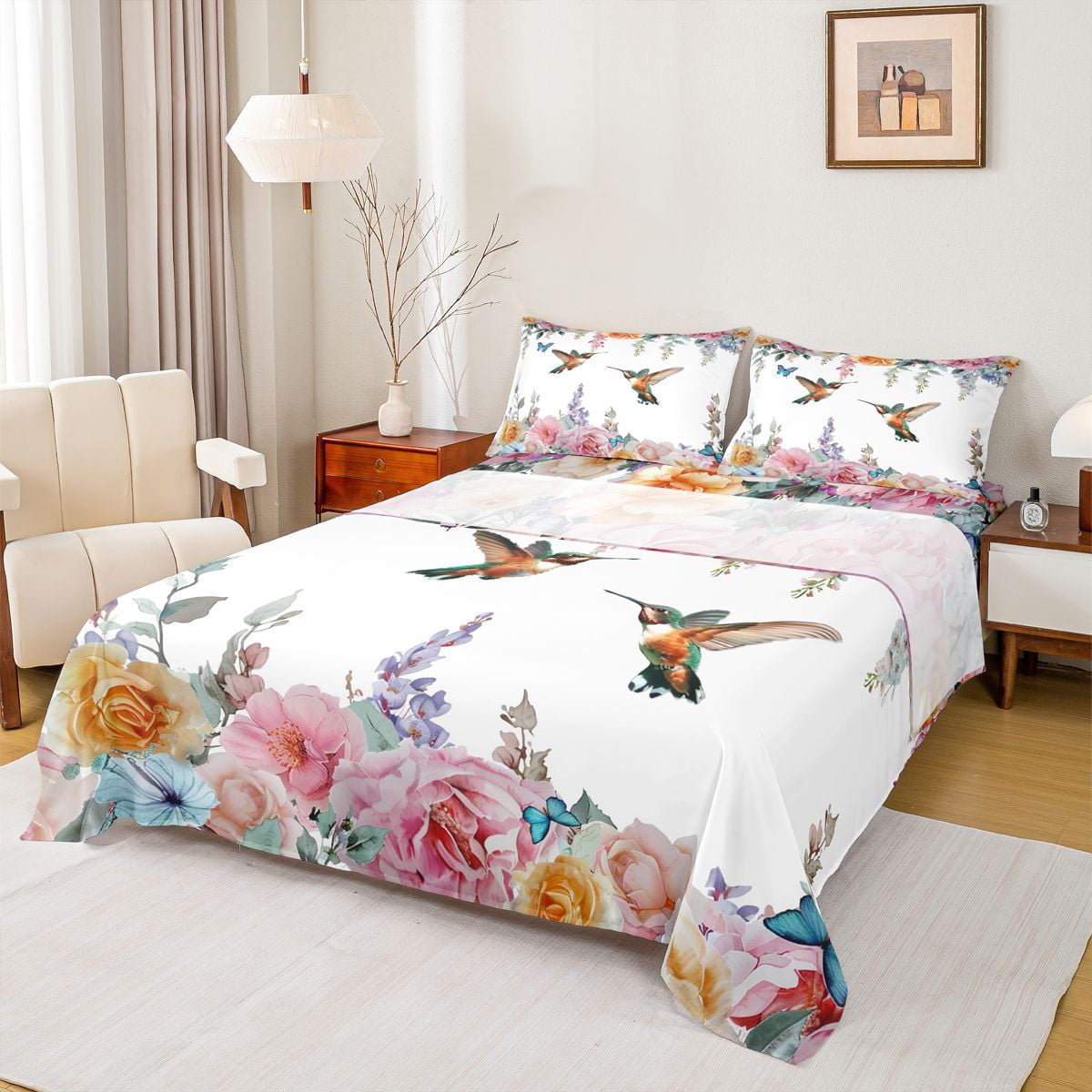 Castle Fairy Animal Hummingbird Butterfly 4 Pieces Queen Sheet Sets for ...