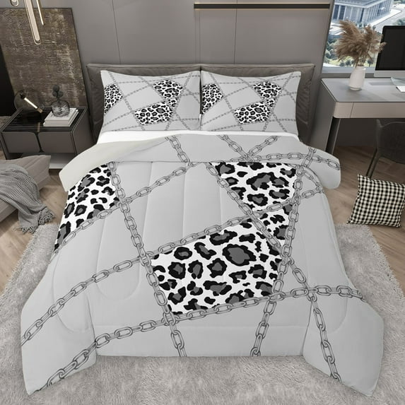 Castle Fairy Animal Leopard Print 3 Pieces Queen Comforter Set for Boys ...